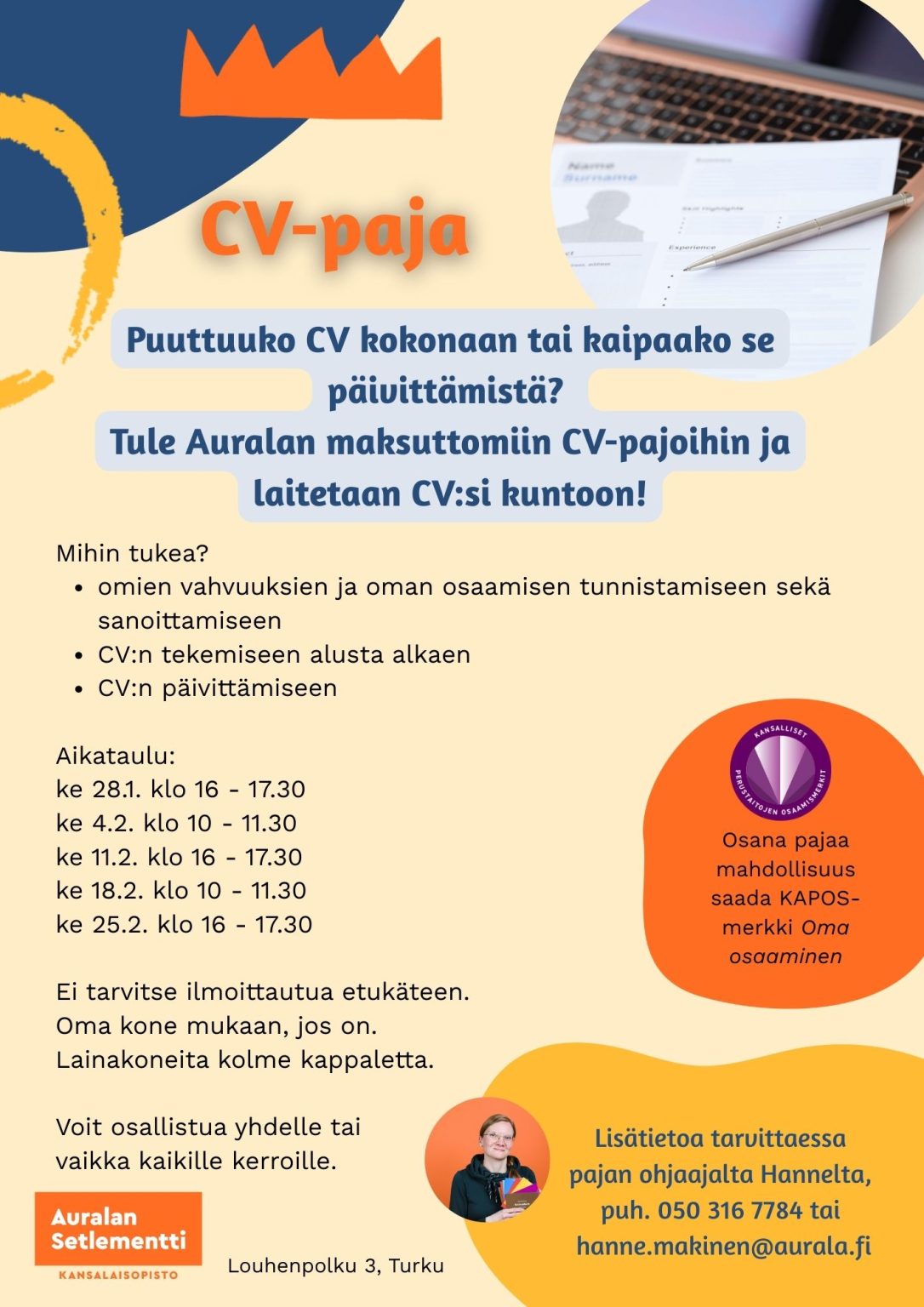 Maksuttomat CV-pajat - Auralan Setlementti